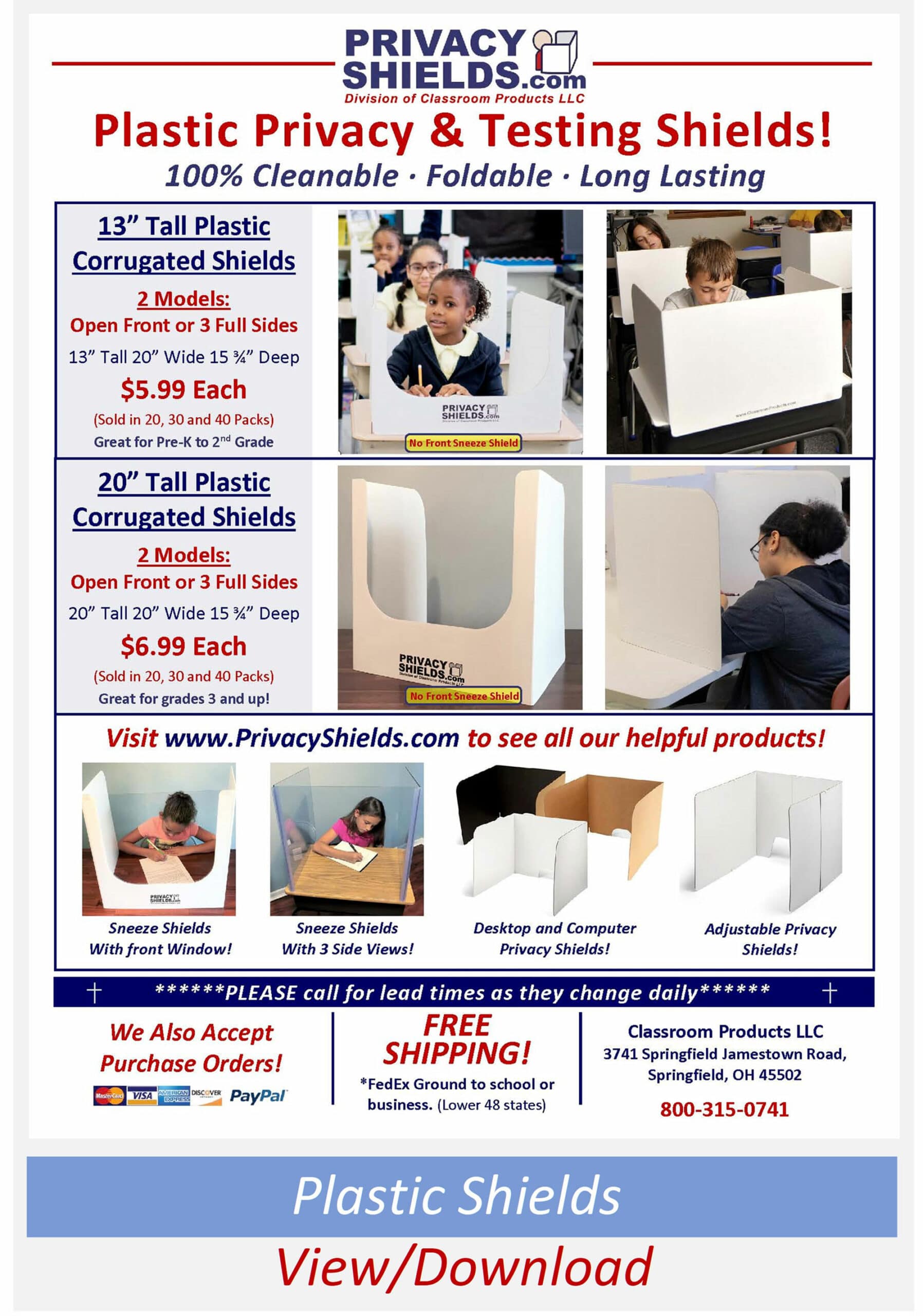 Download Product Brochures | Low-Cost Privacy Shields and Carrels